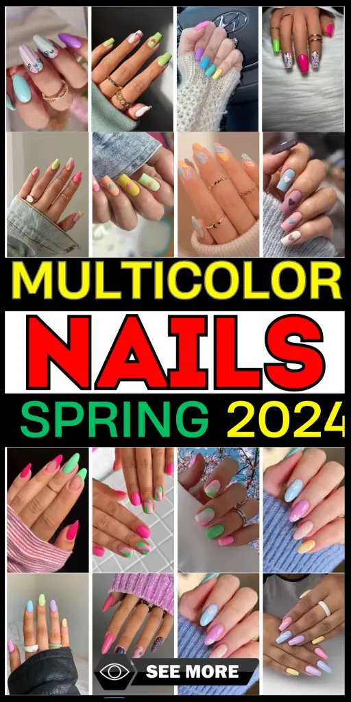 Spring 2024 Nail Trends: Multicolor Pastels & Playful Designs